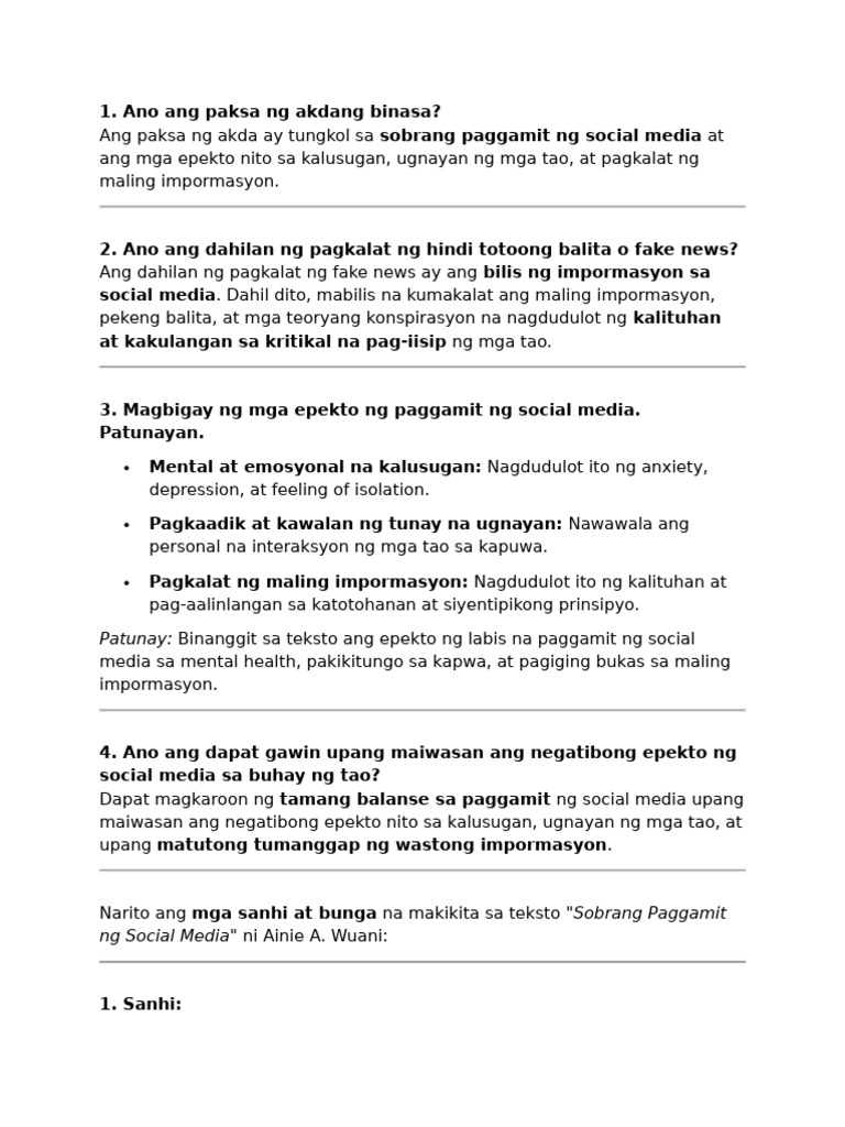 Sanhi at Bunga | PDF