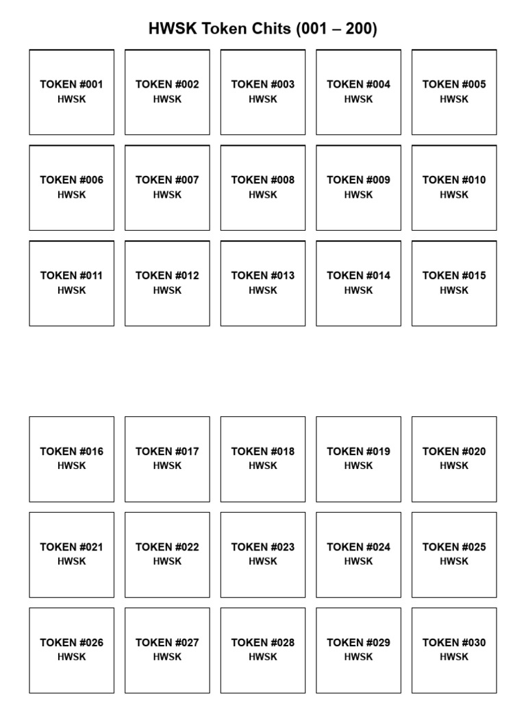 HWSK Token Chits 001-200 | PDF
