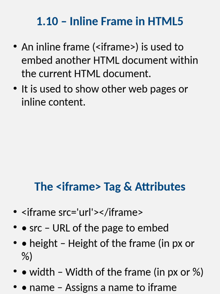 HTML5 Inline Frame ( ) Guide | PDF