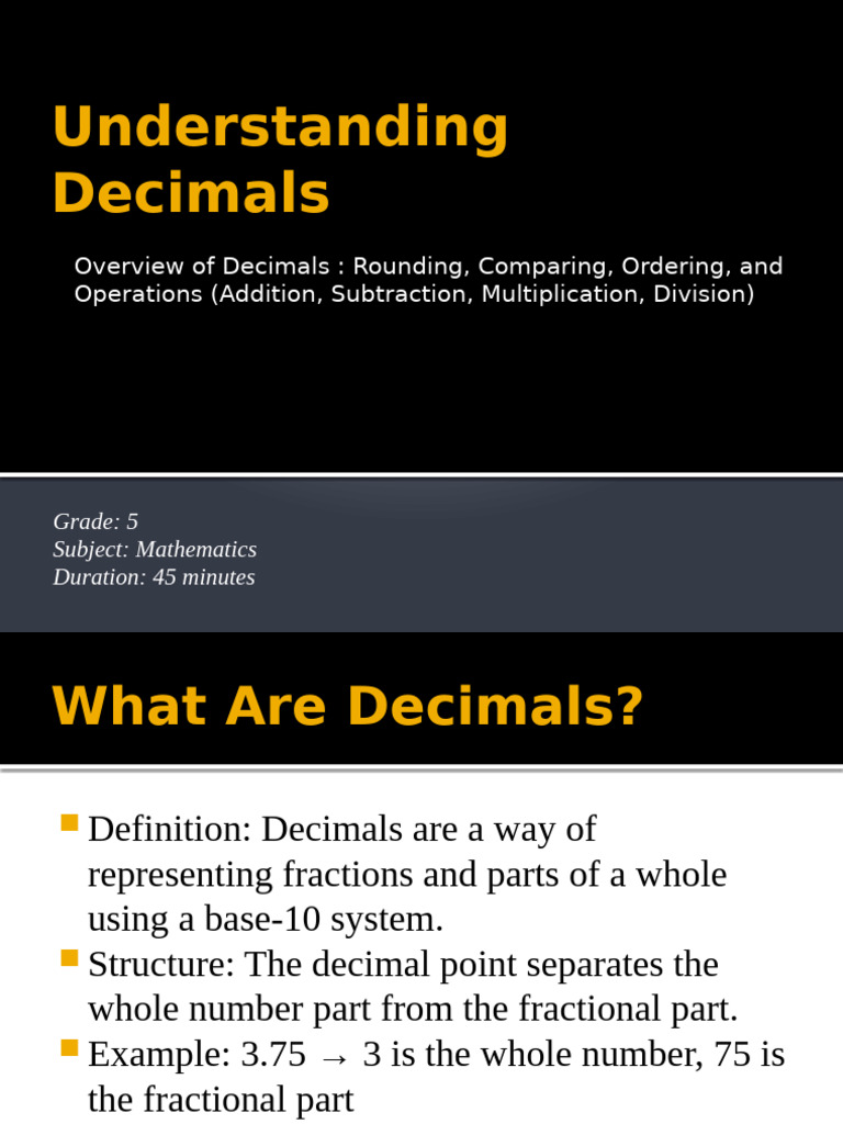 Understanding Decimals 1 | PDF | Division (Mathematics) | Numbers