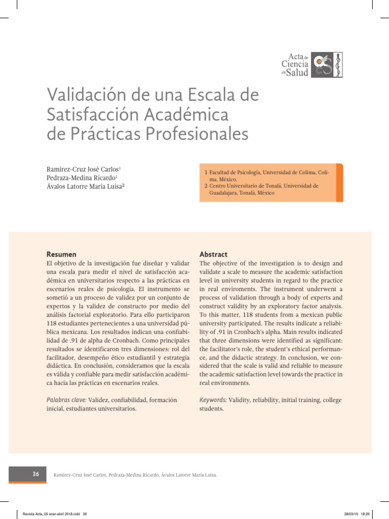 Ramírez Cruz+José,+Validacion+de+Una+Escala+de+Satisfaccion+Academica (1) | PDF | Sicología ...