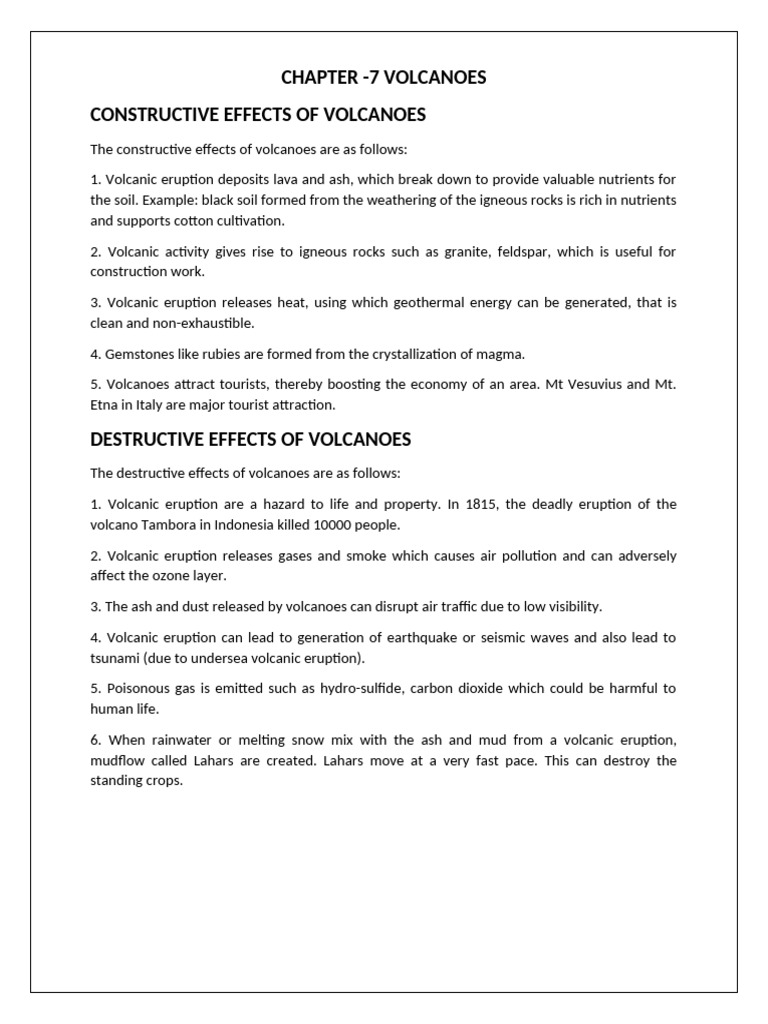 Effects of Volcanoes: Constructive vs Destructive | PDF | Volcano ...