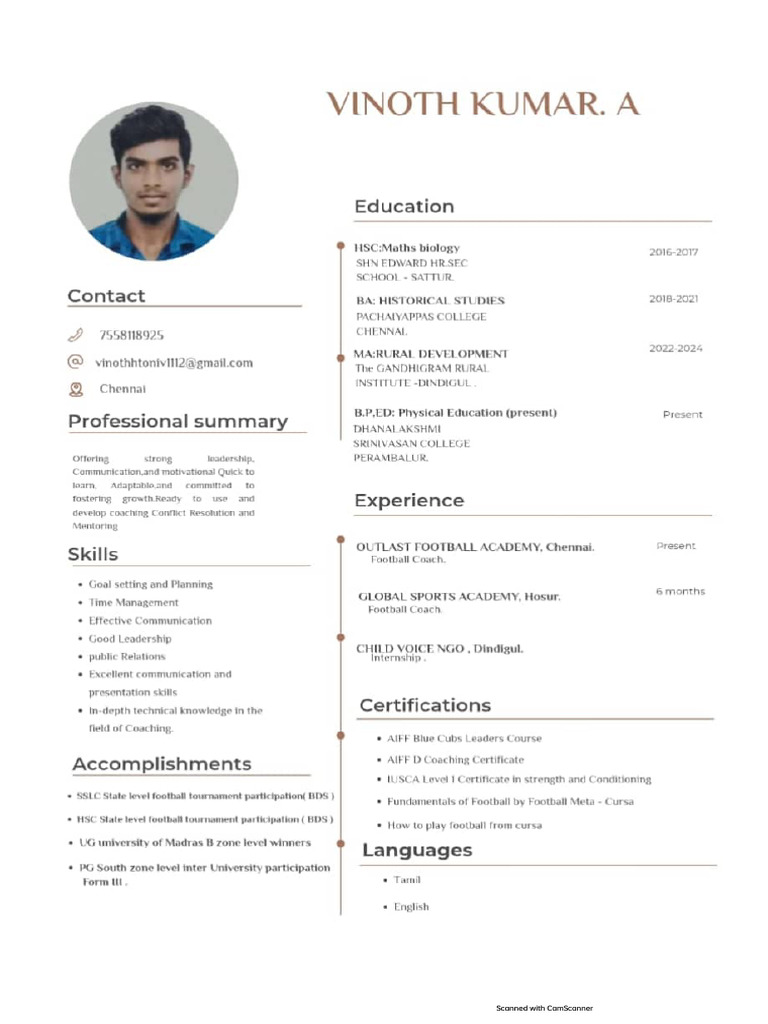 Vinoth Resume (2025) | PDF