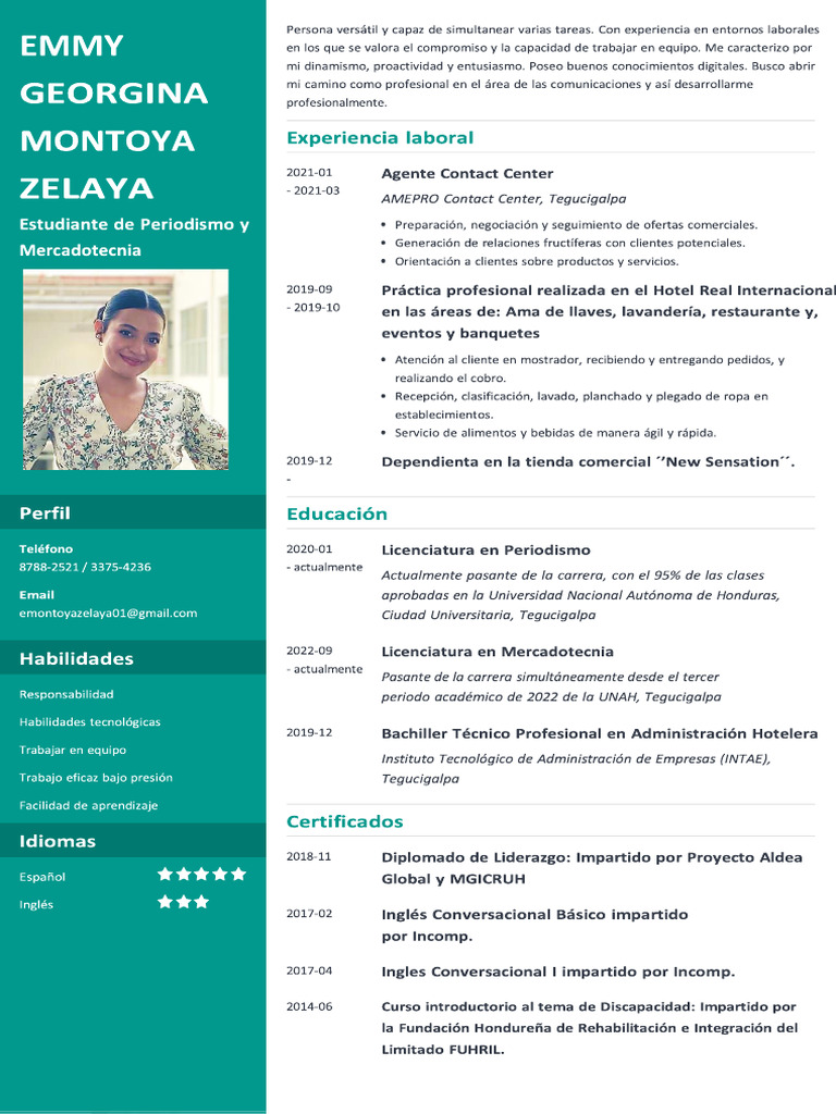 Curriculum Vitae Emmy Montoya | PDF