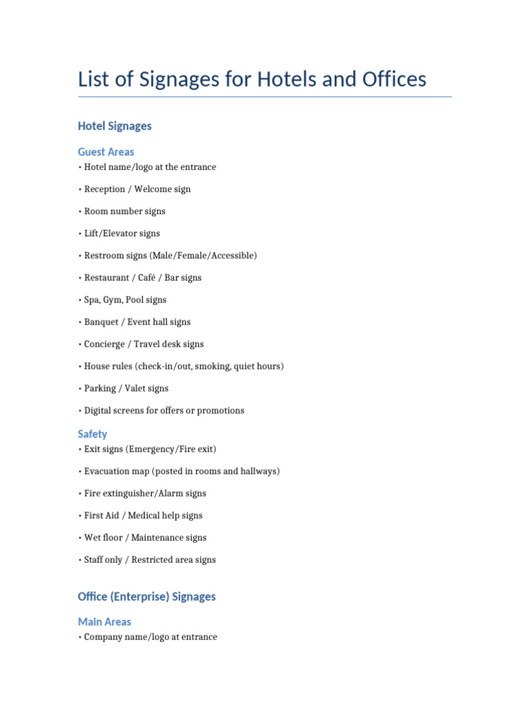 Simple Signages Hotel Office | PDF