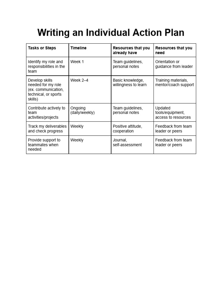 Individual Action Plan Guide | PDF