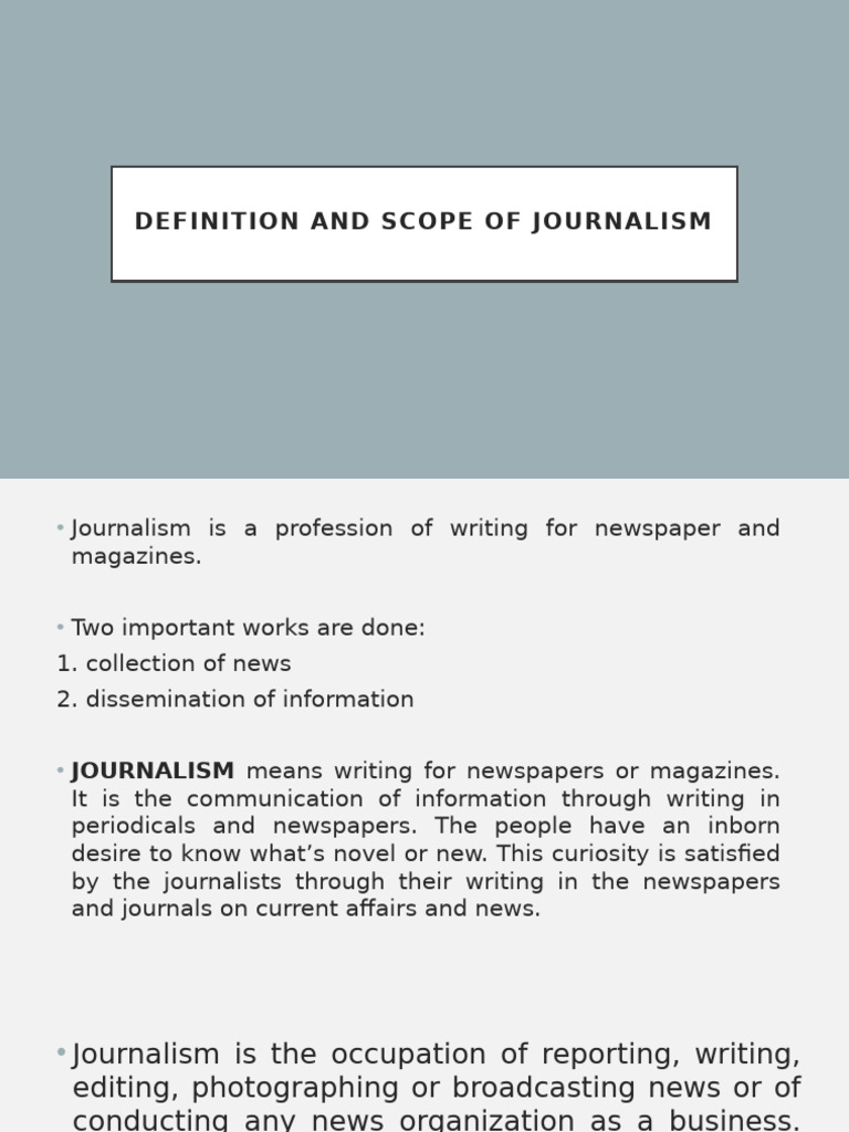 Lesson 3 - Definition of Journalism | PDF | Journalism | News