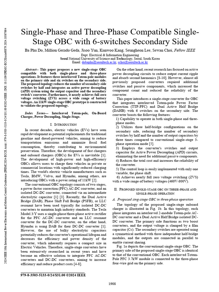 Single-Phase and Three-Phase Compatible SingleStage OBC With 6-Switches ...