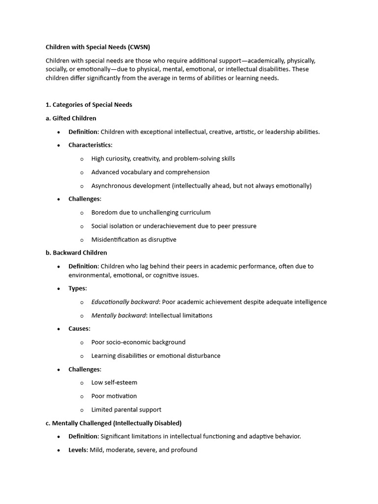 Children With Special Needs Pdf Inclusion Education