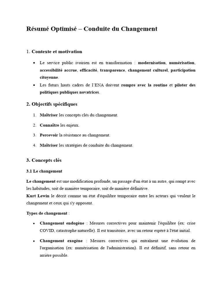 Conduite du Changement dans le Service Public | PDF | État | Gestion de ...