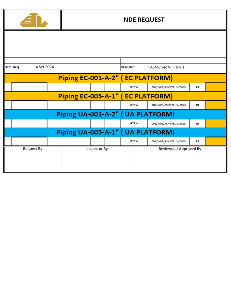 Nde Request Piping | PDF