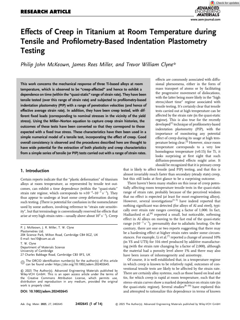 68639b25f72f12aa79a27264 - Effects of Creep in Titanium at Room ...