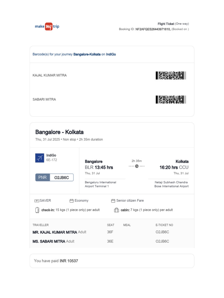 NF2AFQES26443971610 ETicket | PDF | Transport | Aviation