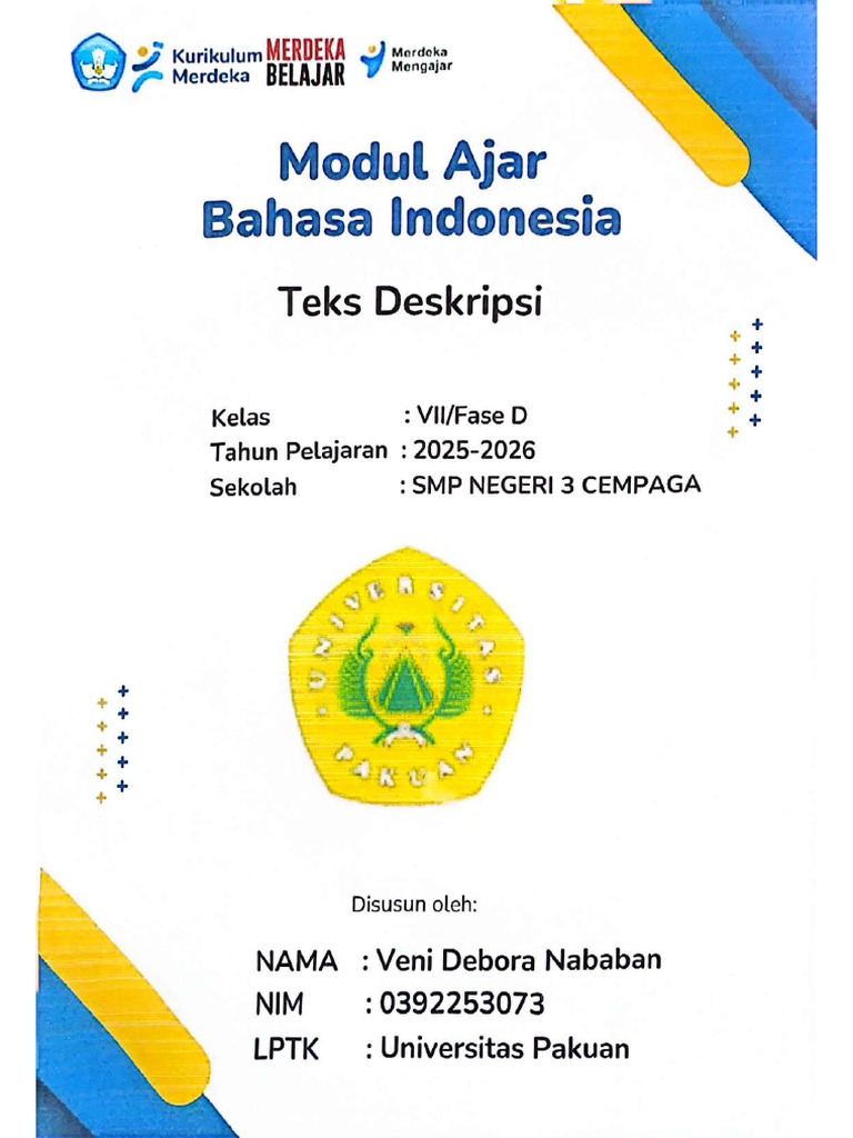 Perangkat Pembelajaran - Veni Debora Nababan - 0392253073 | PDF