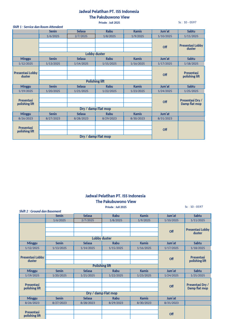 Schedule Pelatihan Juli 2025 | PDF | Cleaning | Home