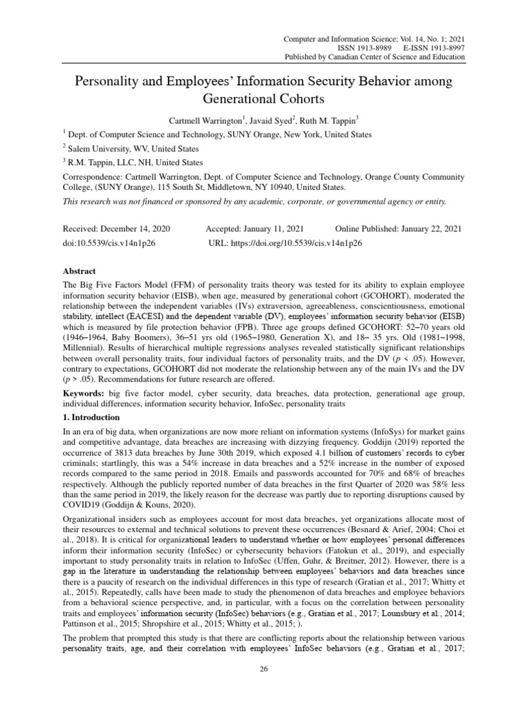 Personality and Employees Information Se | PDF | Extraversion And ...