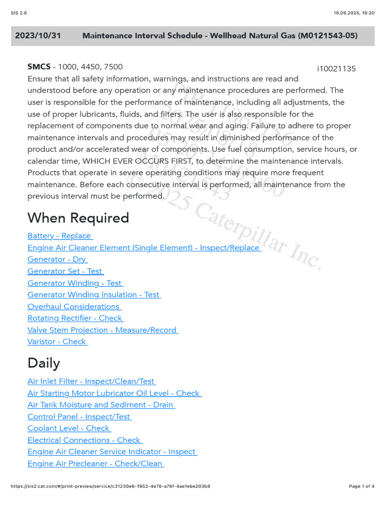 Maintenance Interval Schedule - Wellhead Natural Gas (M0121543-05 ...
