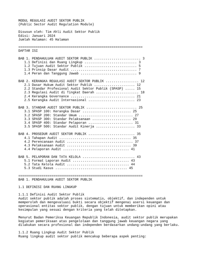 Modul Regulasi Audit Sektor Publik | PDF