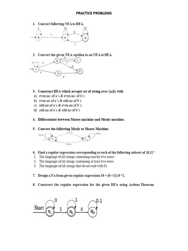 Toc Unit 1 Practice Problems | PDF