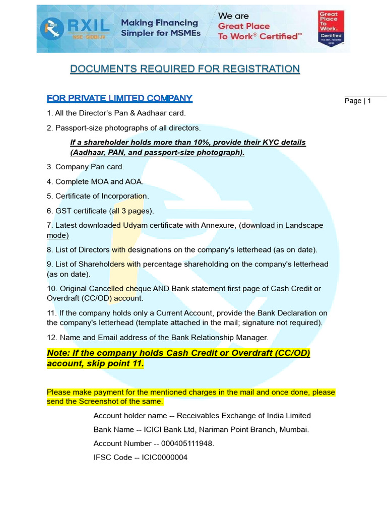 Required Documents List For Vendor Registration. | PDF | Transaction ...