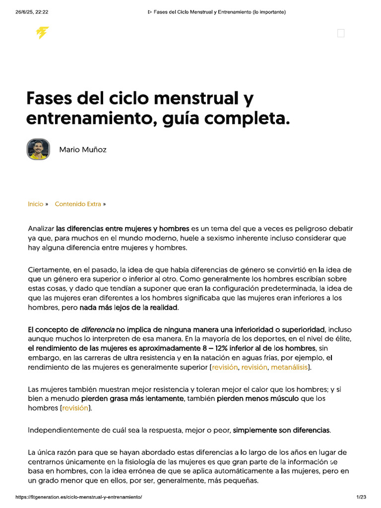 Fases Del Ciclo Menstrual y Recomendaciones Practicas para El Entrenamiento | PDF