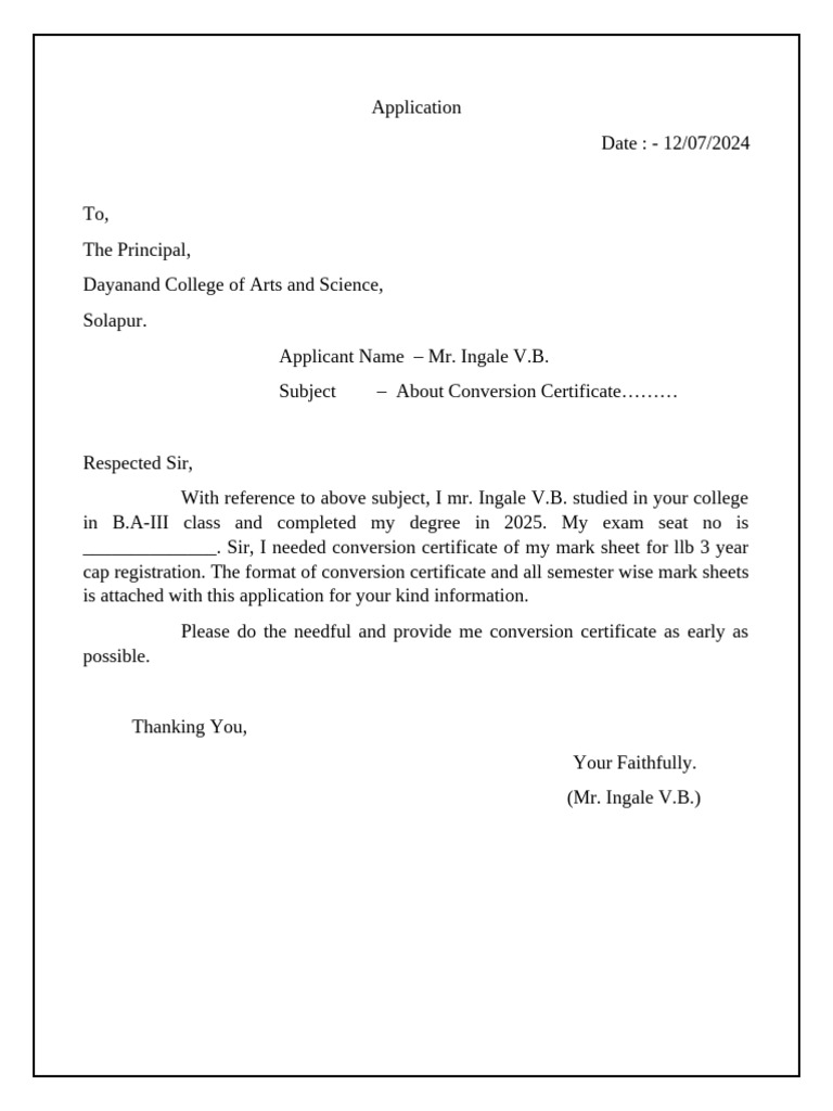 Application for Conversion Certificate | PDF | University And College ...