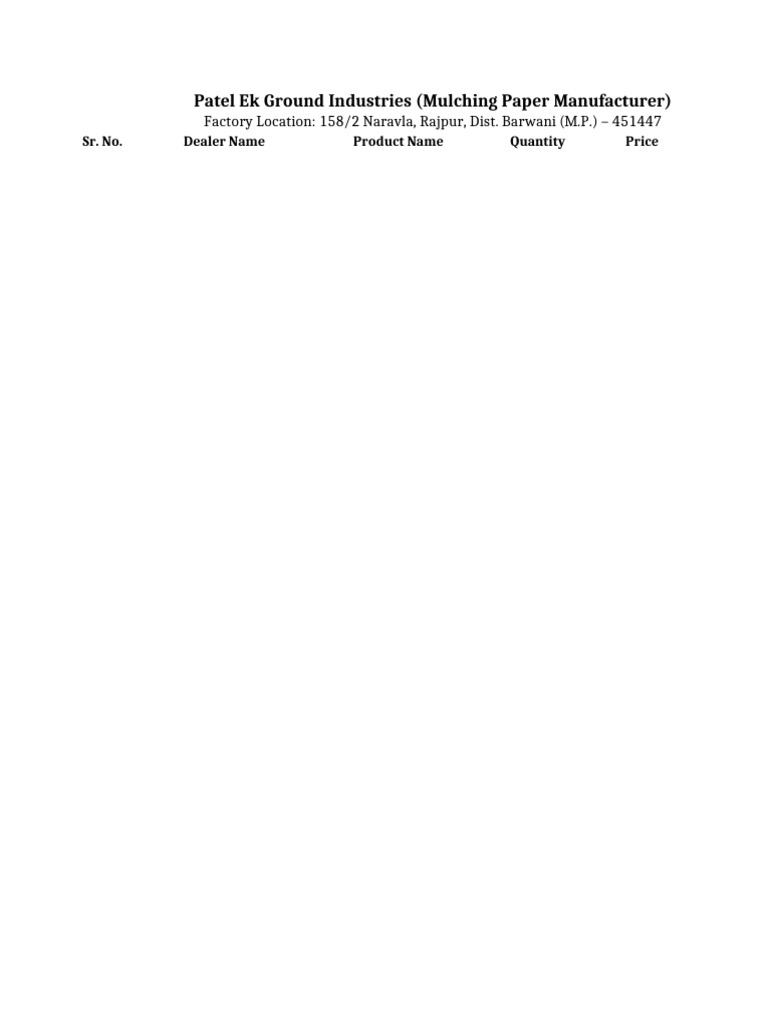 Dealer List Template | PDF