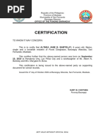 Barangay Low Income Certification Sample | PDF