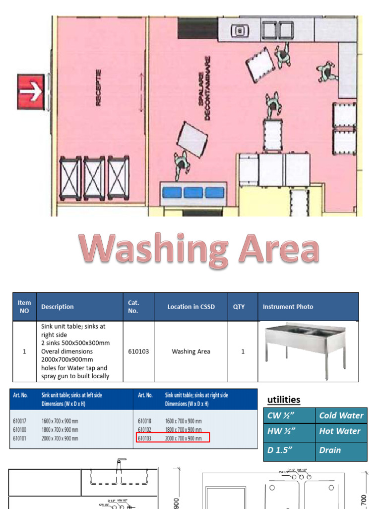 CSSD Instrument Specifications and Layout | PDF | Sink | Tap (Valve)