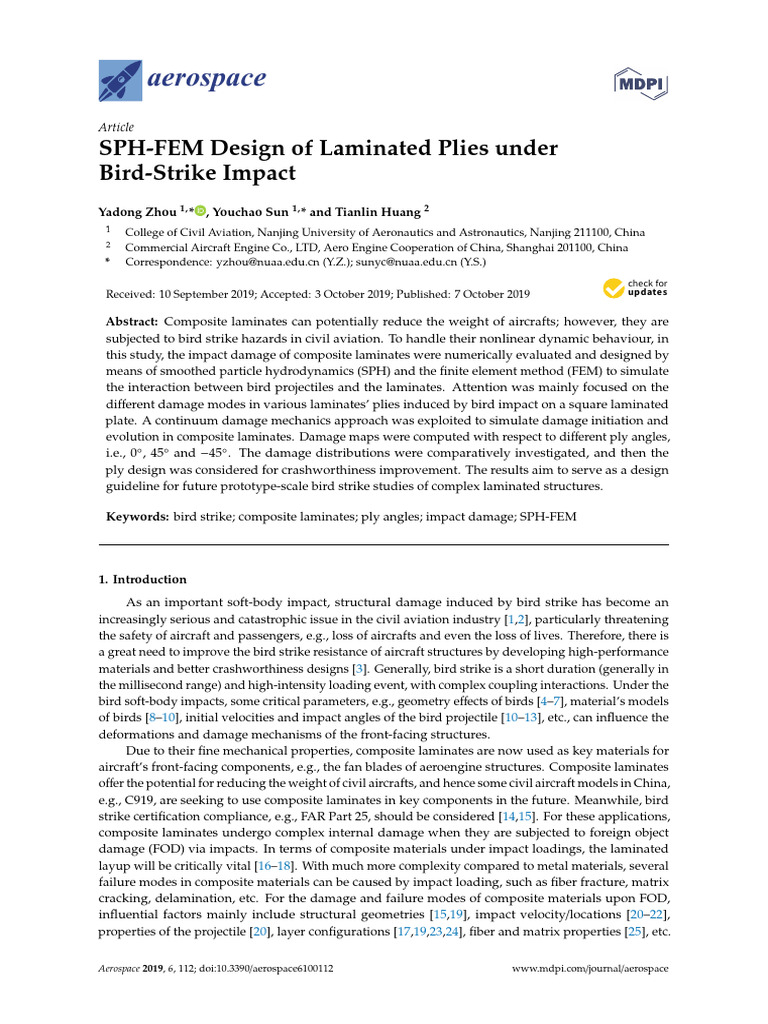 SPH-FEM Design of Laminated Plies Under Bird-Strike Impact | PDF ...