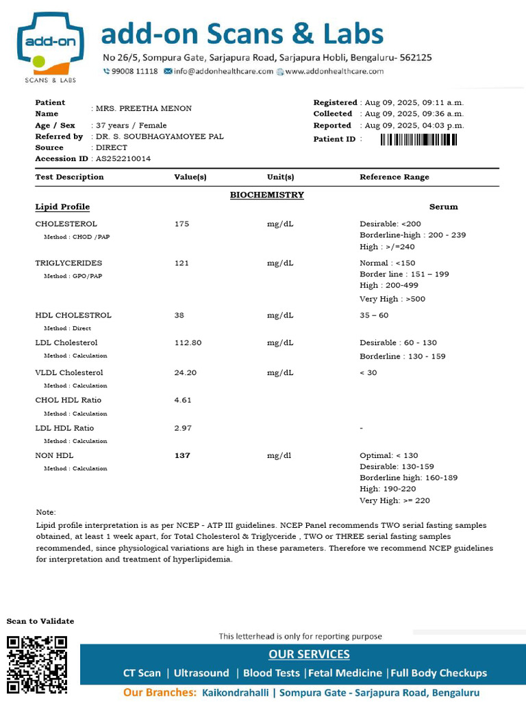 Preetha Menon's Health Report Summary | PDF | Cholesterol | Creatinine