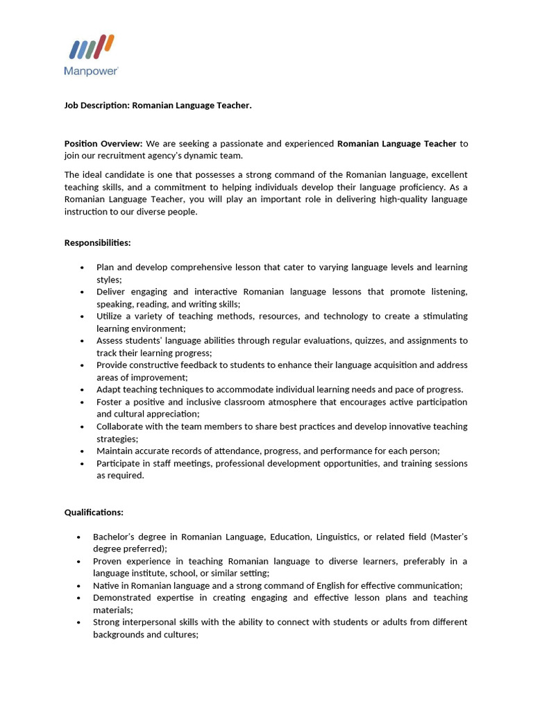 JD Romanian Language Teacher | PDF | Language Education | Learning