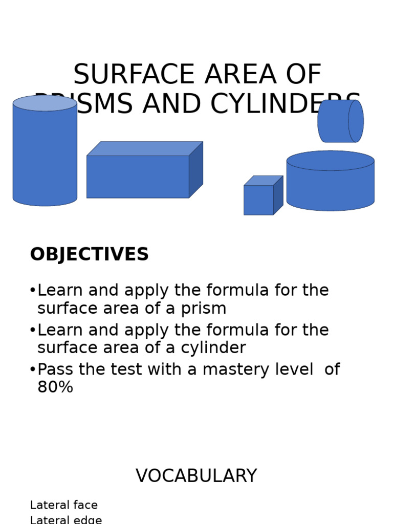 Surface Area of Prisms and Cylinders - 070749 | PDF | Area | Geometric ...