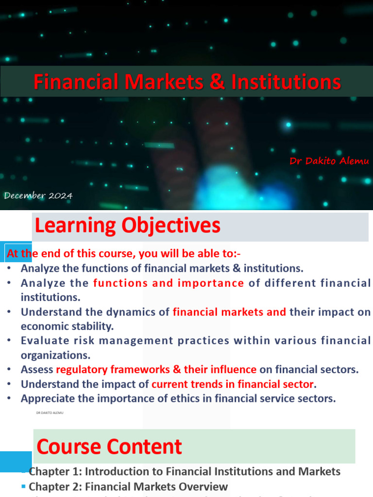 Chapter 1 Introduction To Financial Institutions and Markets | PDF ...