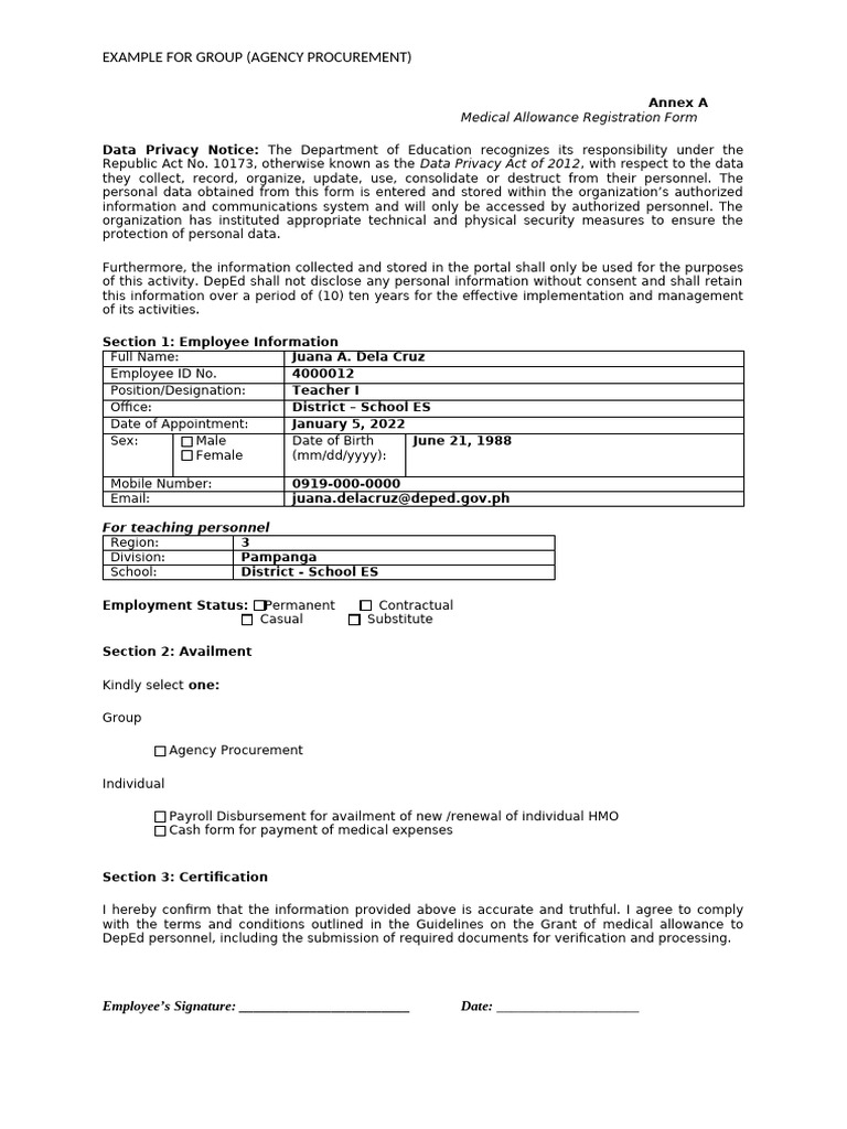 Annex A Sample For Group Agency Procurement | PDF