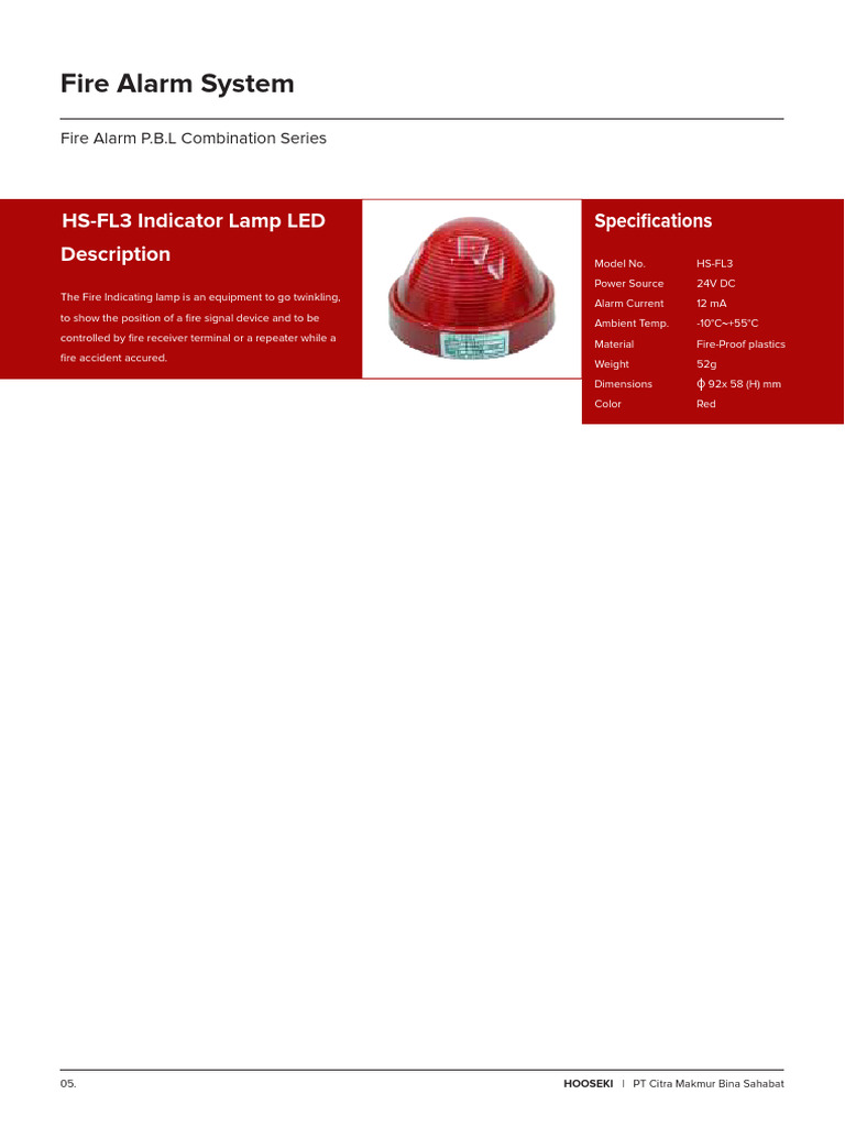 Fire Indicating Lamp Specifications | PDF