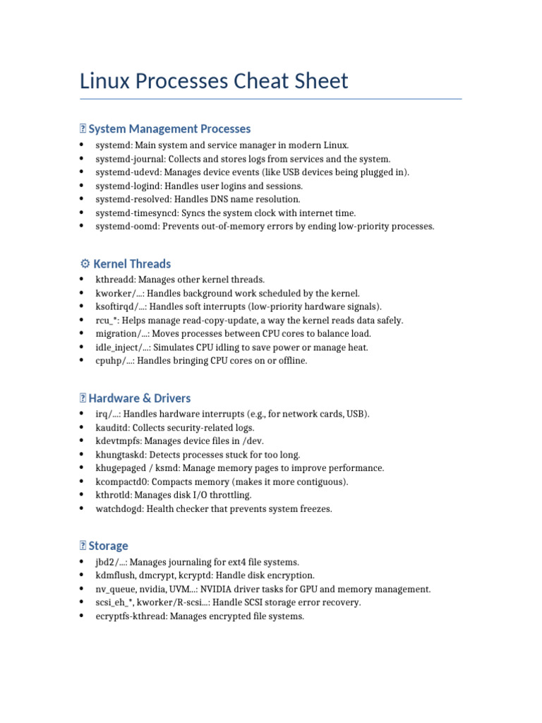 Linux Processes Overview Cheat Sheet | PDF | Computer Data Storage ...