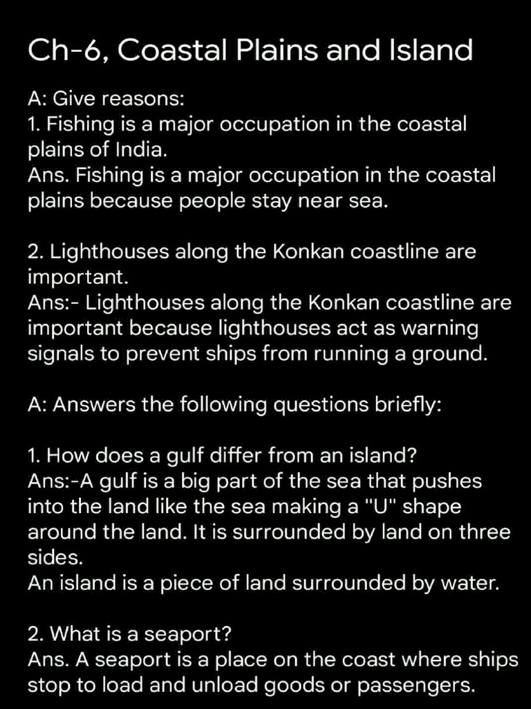 Ch-6, Coastal Plains and Island | PDF | Coast | Physical Geography