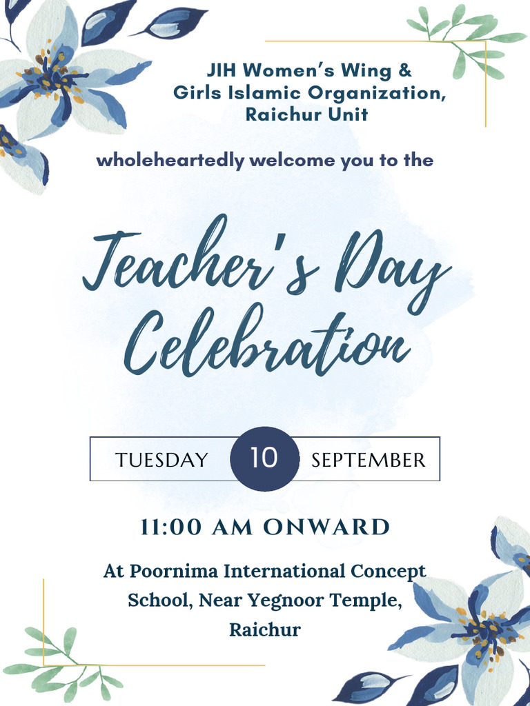 Teacher's Day Invitation Card | PDF