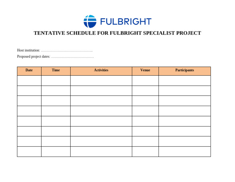 Fulbright Specialist Project Schedule | PDF