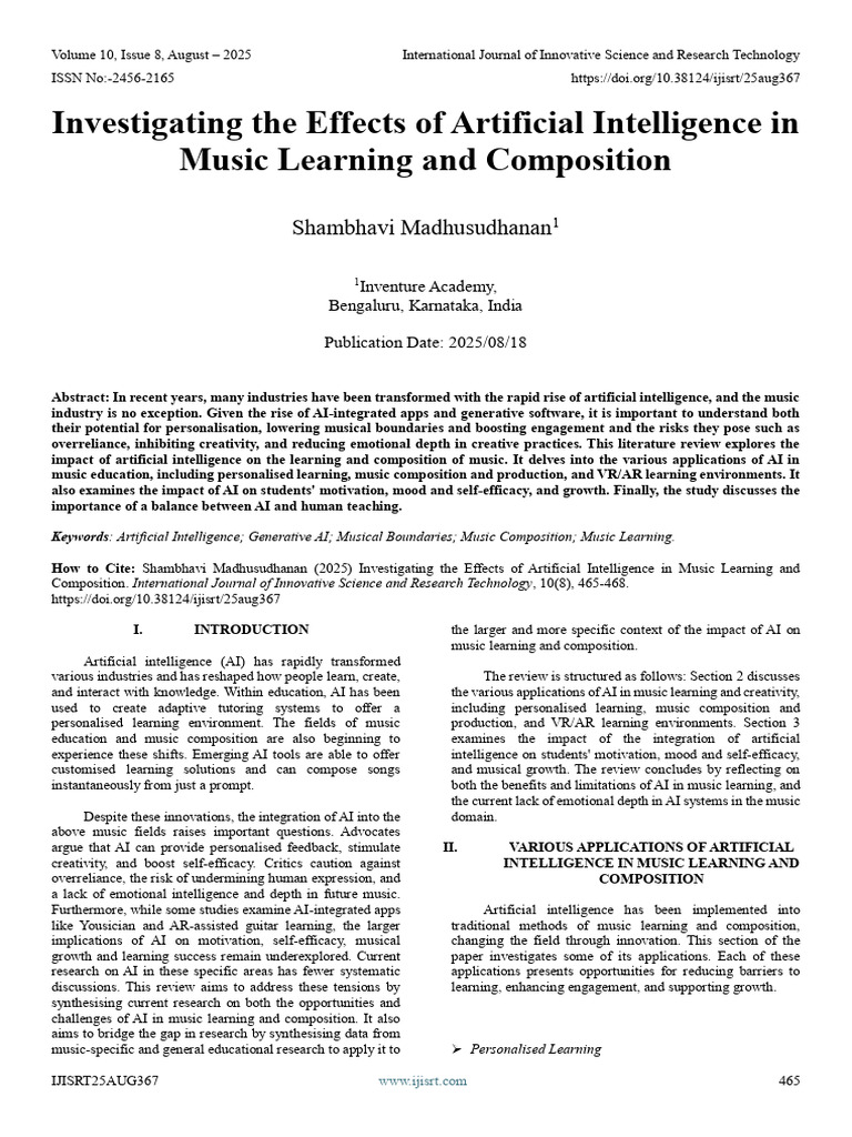 Investigating The Effects of Artificial Intelligence in Music Learning ...