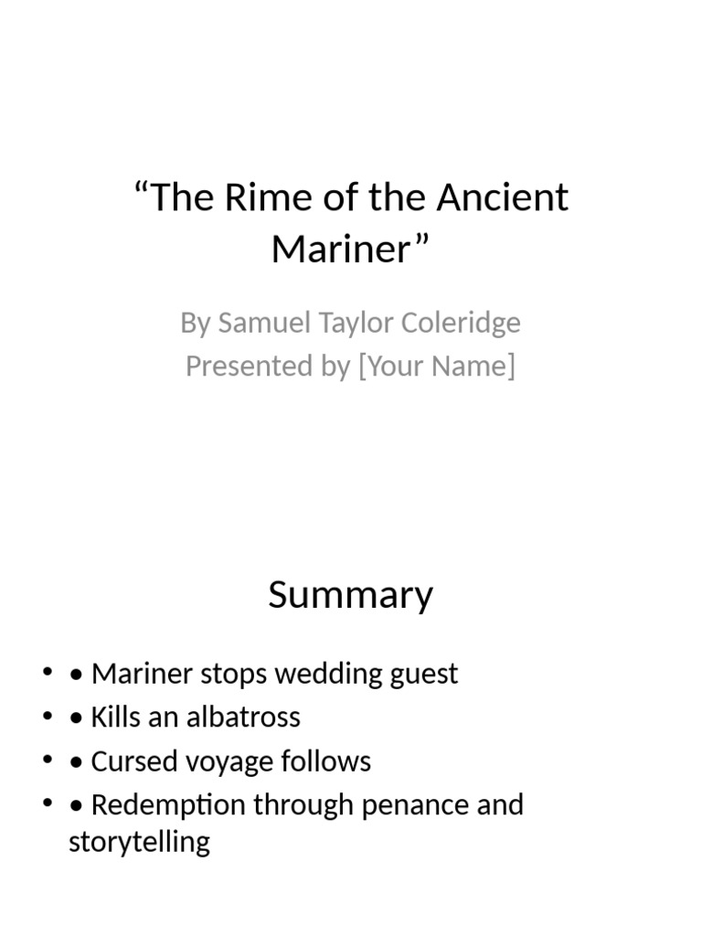 The Rime of The Ancient Mariner Presentation | PDF