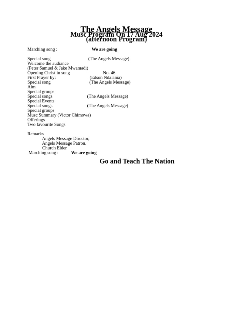 Angels Message MUSC Program 2024 | PDF