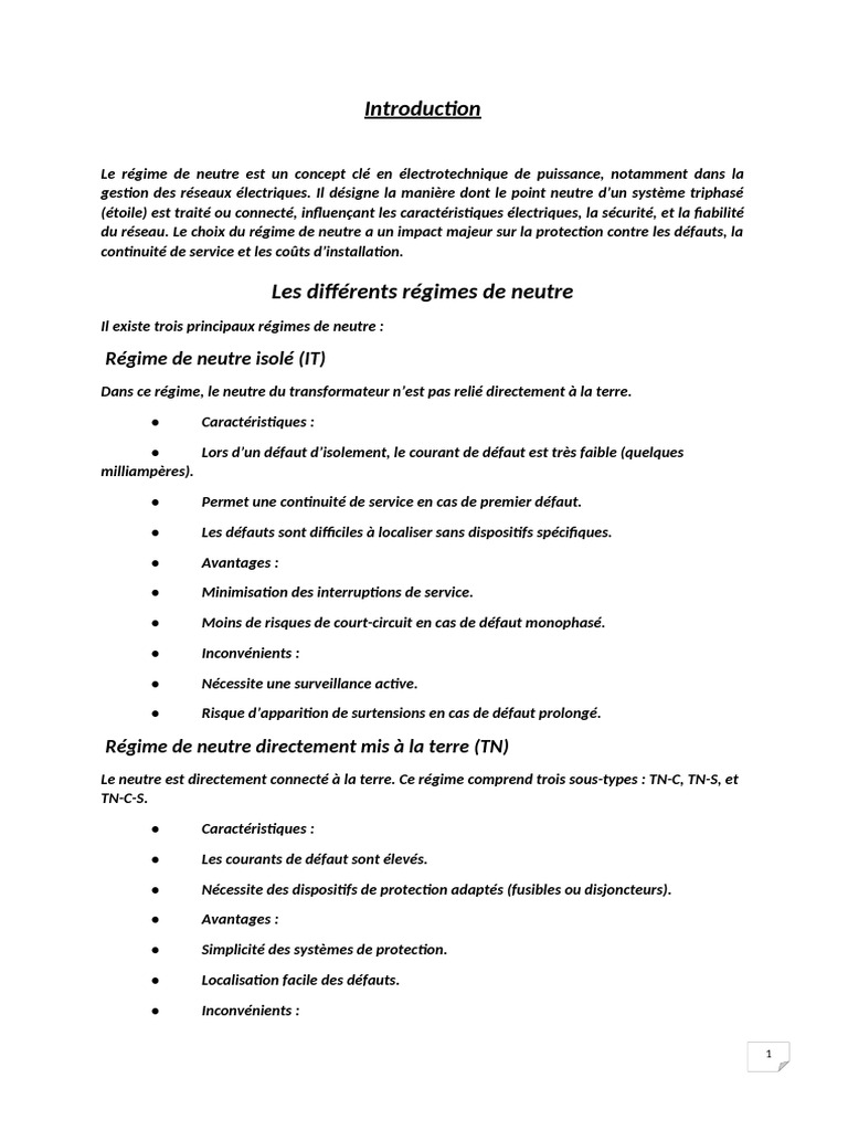 Régimes de neutre en électrotechnique | PDF | Ingénierie de l'énergie ...