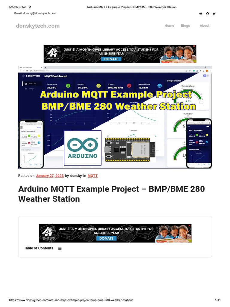 Arduino MQTT Example Project - BMP - BME 280 Weather Station | PDF ...