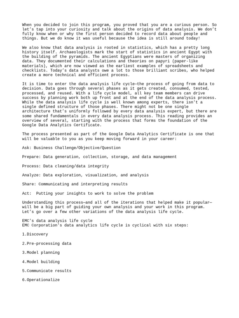 04 Origins of The Data Analysis Process | PDF | Data Analysis | Analytics