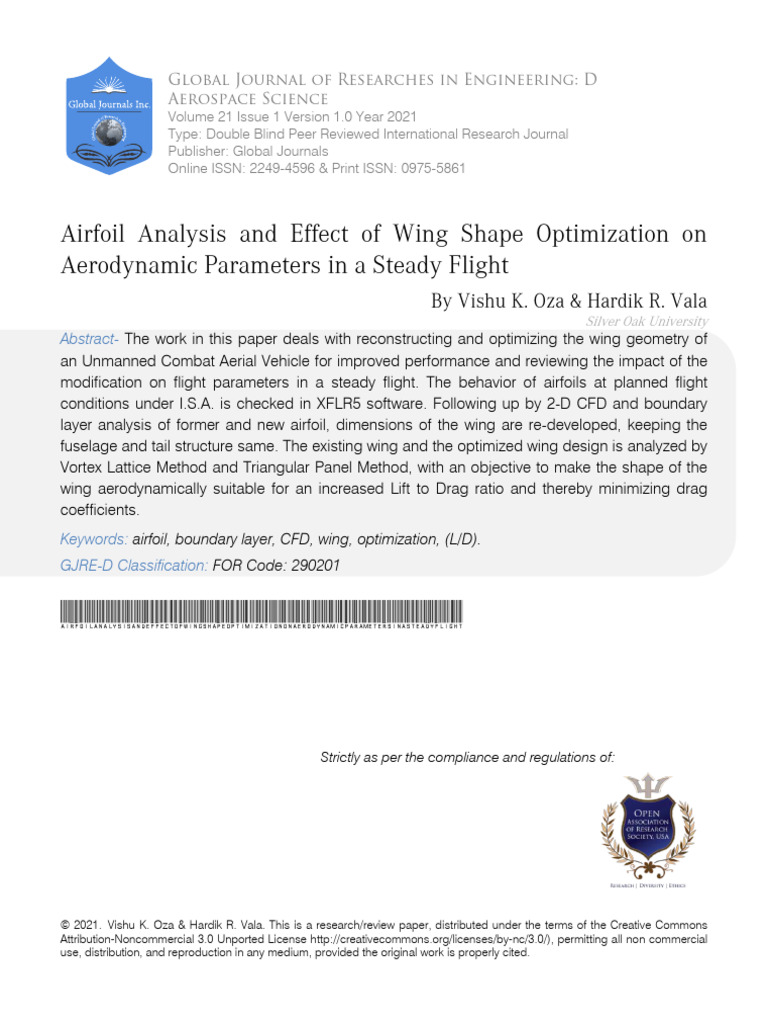 Airfoil Analysis and Effect of Wing Shap | PDF | Airfoil | Fluid Dynamics