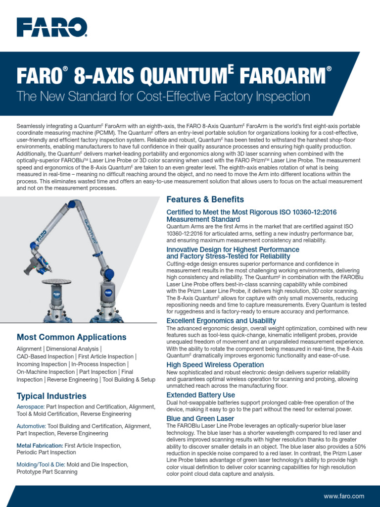 TechSheet 8-Axis Prizm QuantumE FaroArm FM AM en | PDF