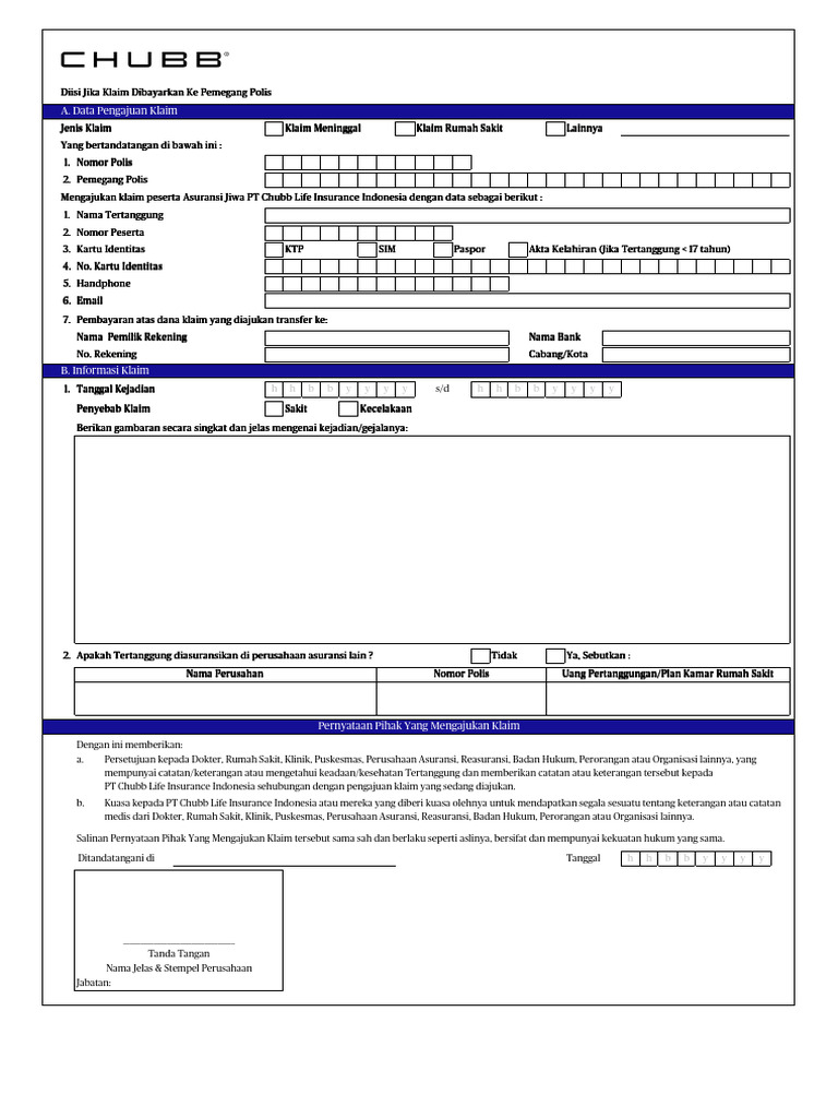 Formulir Klaim Asuransi Jiwa | PDF