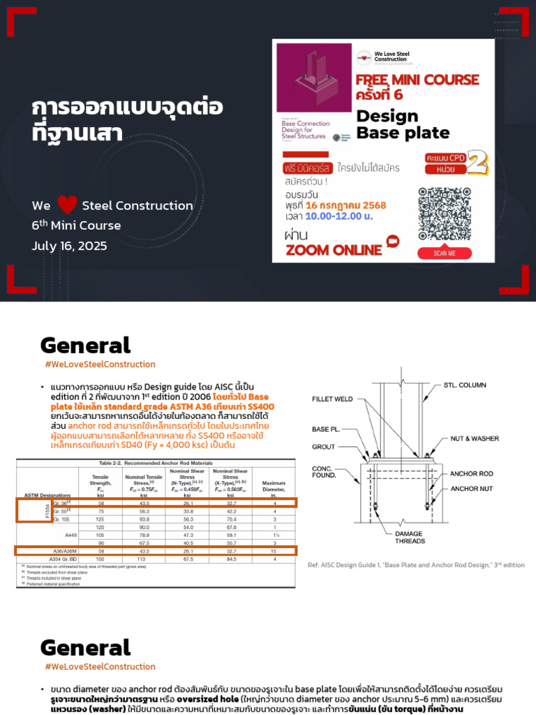 Column Base Design - Mini Course 2025 | PDF